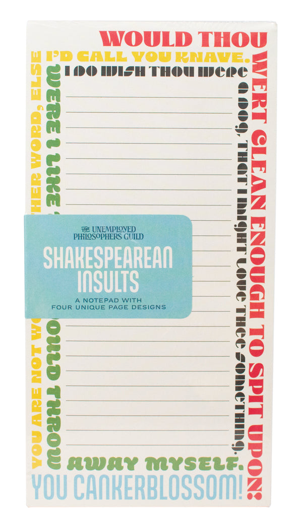 Shakespearean Insults Notepad – The Unemployed Philosophers Guild